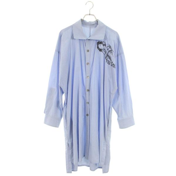 ブランド：ヨウジヤマモトプールオム/YOHJI YAMAMOTO POUR HOMME商品名： 17AW  HK-B31-021 You Snitchプリントストライプロング長袖シャツサイズ：1状態ランク：Bカラー：ブルー調