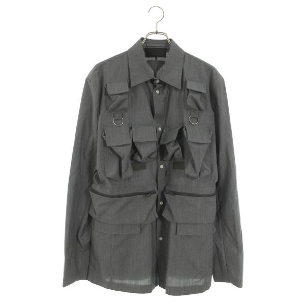 ブランド：プラダ/PRADA商品名： UGI267 SAAO 1P3Z マルチポケット長袖シャツサイズ：48R状態ランク：Bカラー：グレー