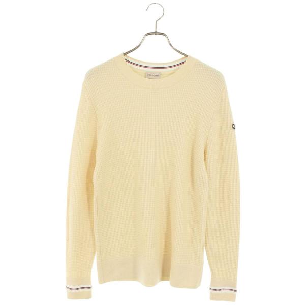 ブランド：モンクレール/MONCLER商品名： MAGLIONE TRICOT GIROCOLLO ロゴワッペンワッフルニットサイズ：M状態ランク：Cカラー：オフホワイト