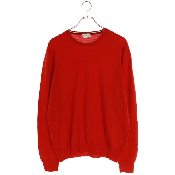 ブランド：モンクレール/MONCLER商品名： MAGLIONE TRICOT ロゴワッペンクルーネックニットサイズ：XL状態ランク：Bカラー：レッド