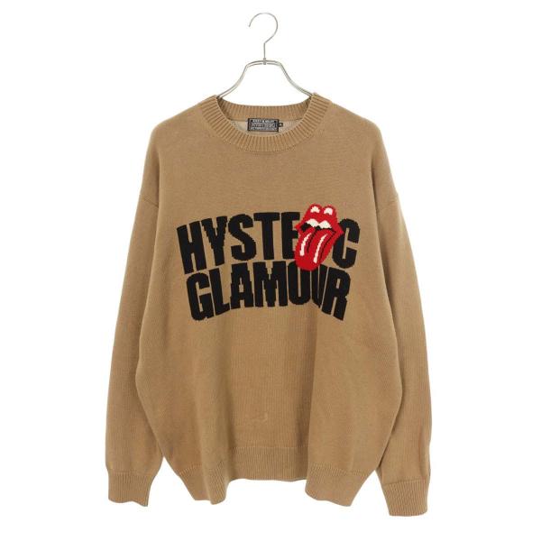 ブランド：ヒステリックグラマー/HYSTERIC GLAMOUR商品名：×ローリングストーンズ  24AW  02243NS16 LOGO&amp;TONGUE編込ニットサイズ：XL状態ランク：Bカラー：ブラウン