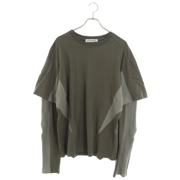 ブランド：トリプルエフポスタルサービス/FFF POSTAL SERVICE商品名： Diffraction Knit Layered Longsleeve リフレクションニットレイヤード長袖カットソーサイズ：M状態ランク：Sカラー：カーキ