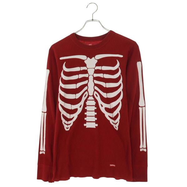 ブランド：シュプリーム/SUPREME商品名： Bones Thermal Crew ボーンプリントサーマル長袖カットソーサイズ：S状態ランク：Bカラー：レッド×ホワイト