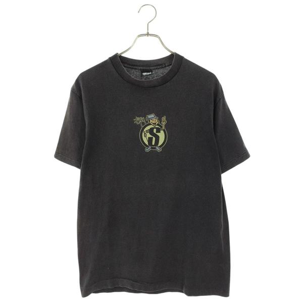 ブランド：ステューシー/STUSSY商品名：PEACEMANプリントTシャツサイズ：M状態ランク：Cカラー：ブラック