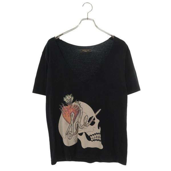 ブランド：ガブリエレパジーニ/GABRIELE PASINI商品名：スカルプリントVネックTシャツサイズ：XL状態ランク：Bカラー：ブラック