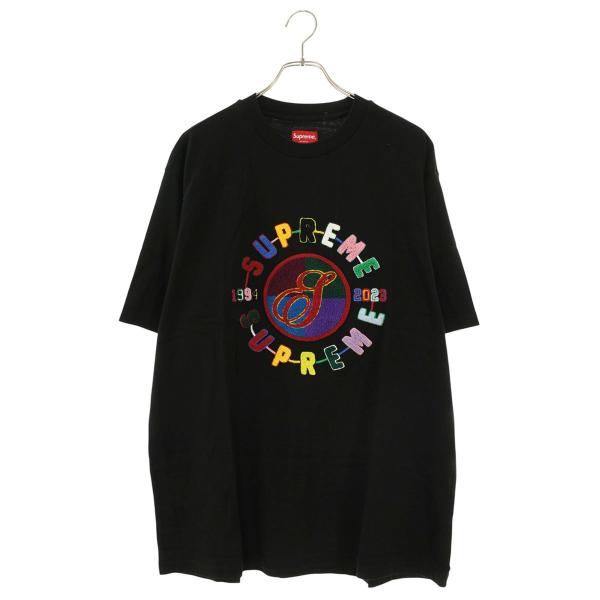 ブランド：シュプリーム/SUPREME商品名： 23SS  Chenille Crest S/S Top シェニールロゴ刺繍Tシャツサイズ：L状態ランク：Bカラー：ブラック