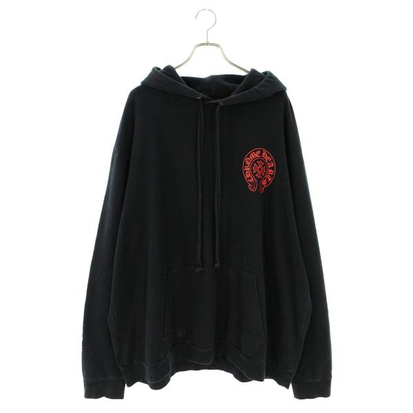 ブランド：クロムハーツ/Chrome Hearts商品名： WWW.CHROMEHEARTS.COM HOODIE オンライン限定ホースシューバックプリントプルオーバーパーカーサイズ：XXL状態ランク：Bカラー：ブラック×レッド