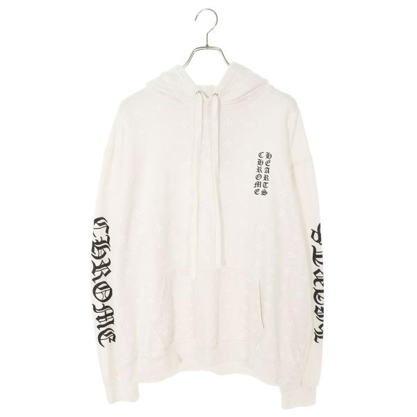 ブランド：クロムハーツ/Chrome Hearts商品名： SWTSHRT PLVR CHプラス総柄バックホースシュープリントプルオーバーパーカーサイズ：L状態ランク：Bカラー：ホワイト
