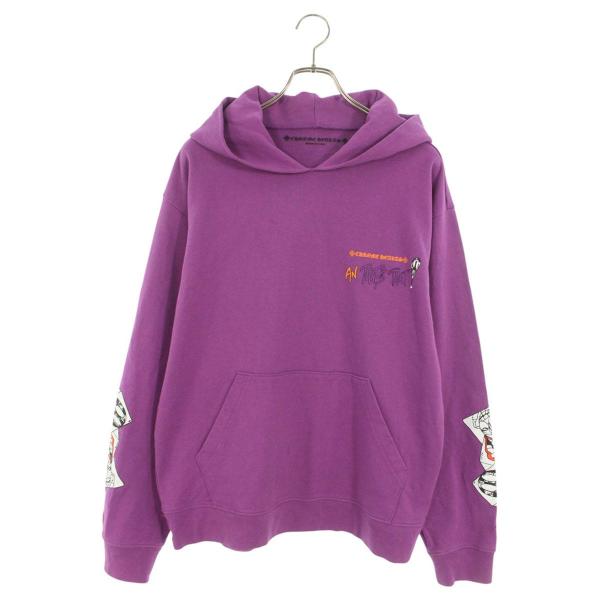 ブランド：クロムハーツ/Chrome Hearts商品名： PPO I WANT MORE NOT LESS HD PLVR MATTY BOYプリントプルオーバーパーカーサイズ：L状態ランク：Bカラー：パープル