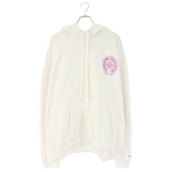 ブランド：クロムハーツ/Chrome Hearts商品名： WWW.CHROMEHEARTS.COM HOODIE オンライン限定ホースシューバックプリントプルオーバーパーカーサイズ：XXL状態ランク：Bカラー：ホワイト×パープル