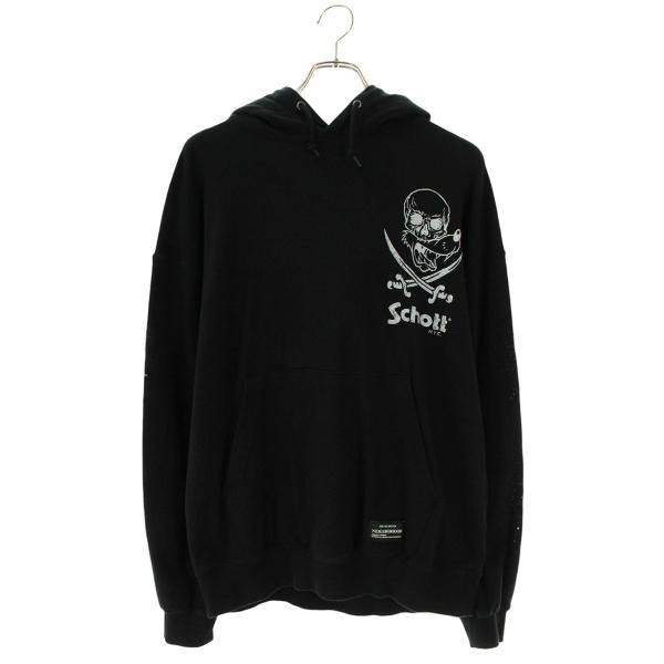 ブランド：ショット/schott商品名：×ネイバーフッド NEIGHBORHOOD  NH KOSTAS SEREMETIS/HOODED SWEAT バックプリントプルオーバーパーカーサイズ：M状態ランク：Bカラー：ブラック
