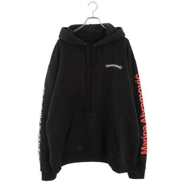 ブランド：クロムハーツ/Chrome Hearts商品名：×マリーナアブラモヴィッチ  SWTSHRT PLVR バックプリントプルオーバーパーカーサイズ：XL状態ランク：Bカラー：ブラック