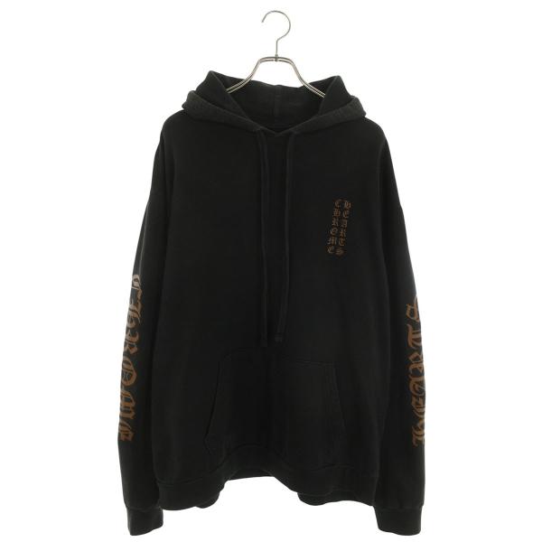 ブランド：クロムハーツ/Chrome Hearts商品名： SWTSHRT PLVR アームロゴプリントプルオーバーパーカーサイズ：L状態ランク：Bカラー：ブラック×ブラウン