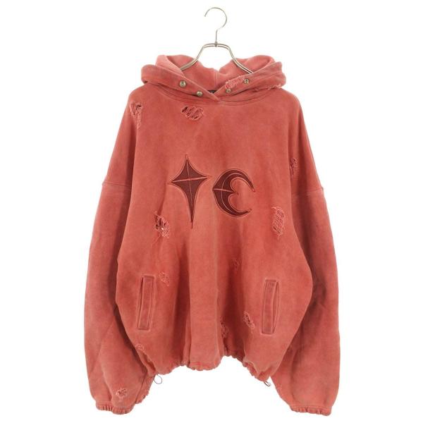 ブランド：サグクラブ/THUG CLUB商品名： 24SS  TC24SS0402 クラッシュダメージ加工プルオーバーパーカーサイズ：3状態ランク：Aカラー：レッド