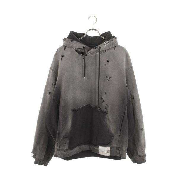 ブランド：ミハラヤスヒロ/MIHARAYASUHIRO商品名： A15HD552 サンフェードダメージ加工プルオーバーパーカーサイズ：46状態ランク：Bカラー：ブラック