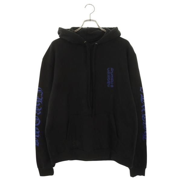 ブランド：クロムハーツ/Chrome Hearts商品名： SWTSHRT HD PLVR/プルオーバーパーカー 袖ロゴプリントプルオーバーパーカーサイズ：S状態ランク：Bカラー：ブラック×ブルー