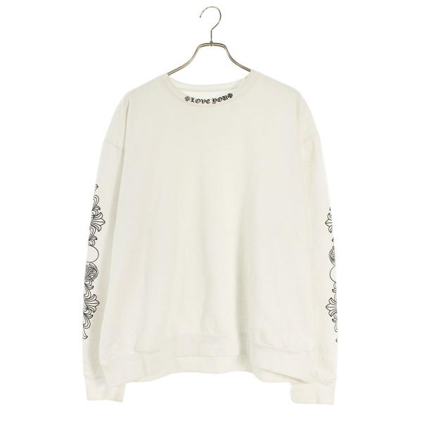 ブランド：クロムハーツ/Chrome Hearts商品名： WTSHRT PLVR 袖フローラルハートラブユースウェットサイズ：L状態ランク：Bカラー：ホワイト