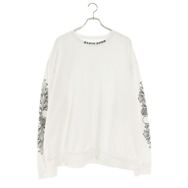 ブランド：クロムハーツ/Chrome Hearts商品名： WTSHRT PLVR 袖フローラルハートラブユースウェットサイズ：XL状態ランク：Aカラー：ホワイト