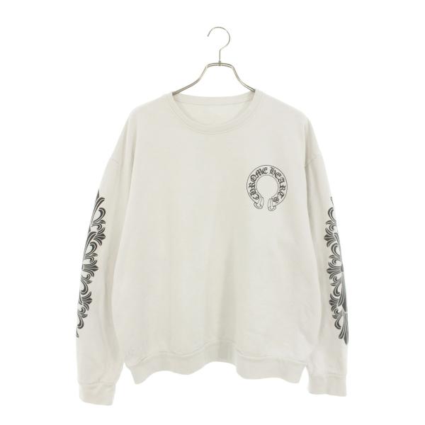 ブランド：クロムハーツ/Chrome Hearts商品名： SWTSHRT PLVR バックホースシュー袖フローラルプリントスウェットサイズ：L状態ランク：Bカラー：ホワイト×ブラック