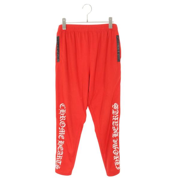 ブランド：クロムハーツ/Chrome Hearts商品名： TRACK PANTS/トラックパンツ サイドクロスボールレザー切替トラックロングパンツサイズ：S状態ランク：Bカラー：レッド×シルバー