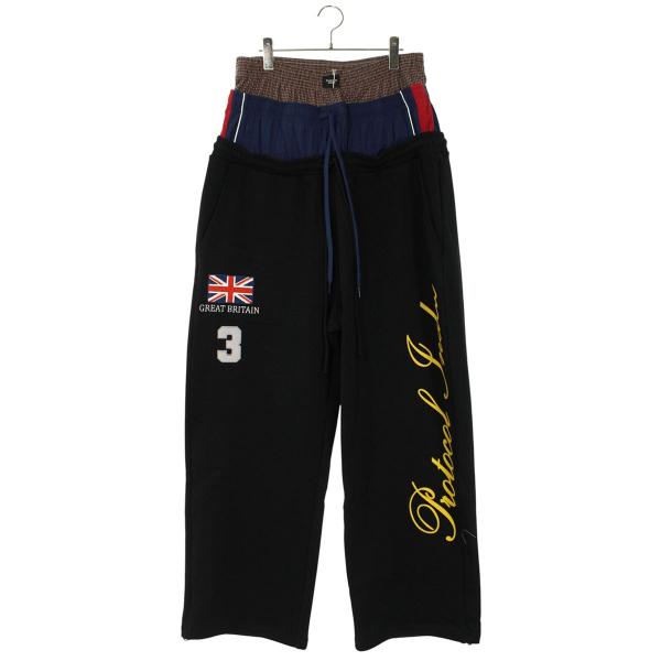 ブランド：プロトコルインデックス/Protocol Index商品名： 3 LAYERED SWEAT PANTS レイヤードデザインロングパンツサイズ：2状態ランク：Sカラー：ブラック
