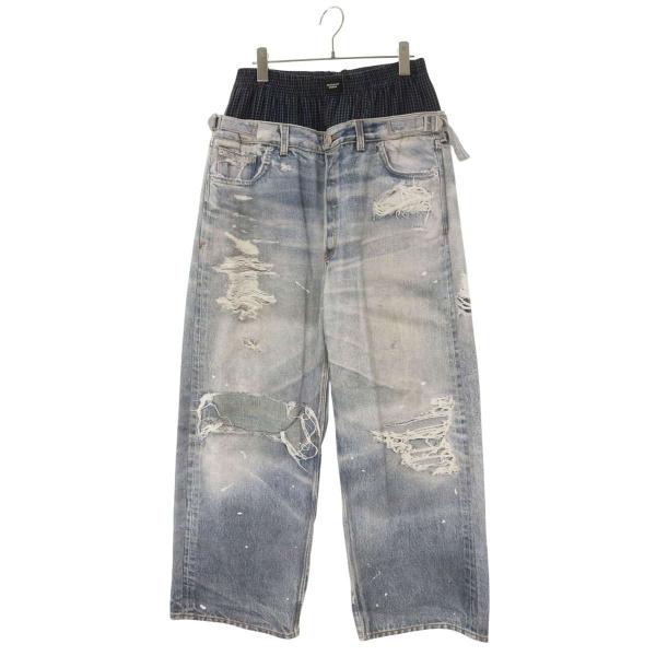 ブランド：プロトコルインデックス/Protocol Index商品名： TROMPELOEIL LAYERED PANTS レイヤードトロンプルイユデニムパンツサイズ：2状態ランク：Bカラー：インディゴ