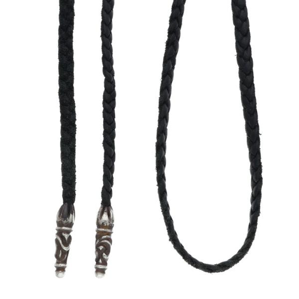 ブランド：クロムハーツ/Chrome Hearts商品名： LEATHER BRAID/スクロールレザーブレード レザーネックレスサイズ：表記なし状態ランク：Bカラー：ブラック×シルバー