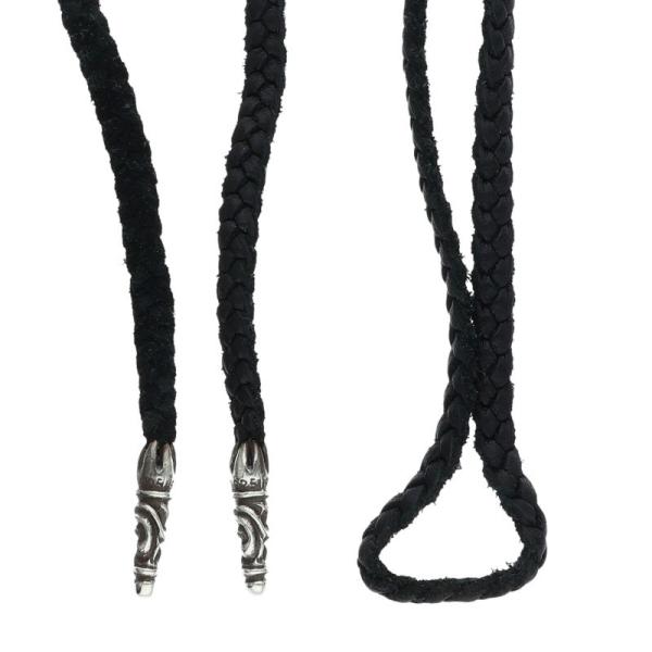 ブランド：クロムハーツ/Chrome Hearts商品名： LEATHER BRAID/スクロールレザーブレード シルバーネックレスサイズ：表記なし状態ランク：Bカラー：ブラック×シルバー