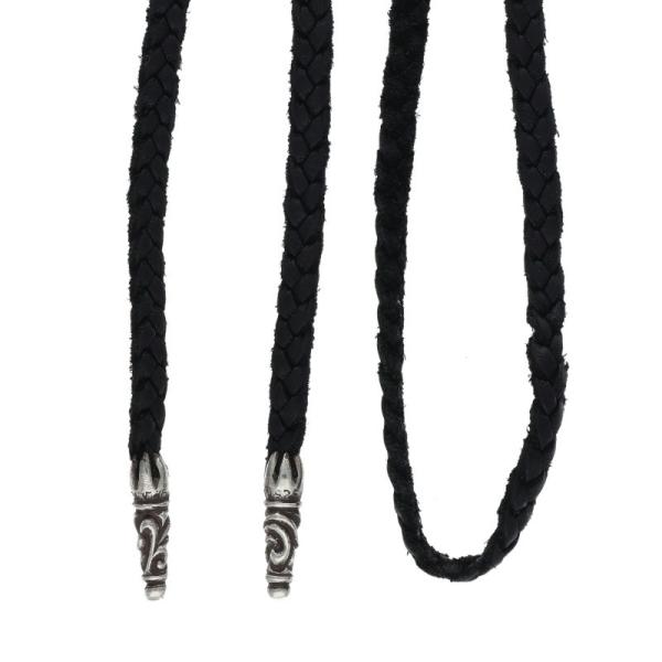 ブランド：クロムハーツ/Chrome Hearts商品名： LEATHER BRAID/スクロールレザーブレード シルバーネックレスサイズ：表記なし状態ランク：Bカラー：ブラック×シルバー