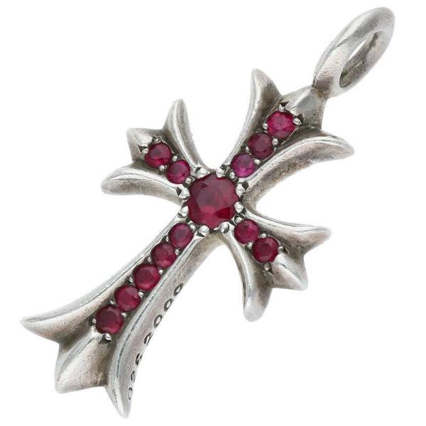 ブランド：クロムハーツ/Chrome Hearts商品名： TNY CRSF P/RUBY/タイニーファットクロス PAVEルビー/ペンダント/シルバーネックレストップサイズ：表記なし状態ランク：Bカラー：シルバー×レッド