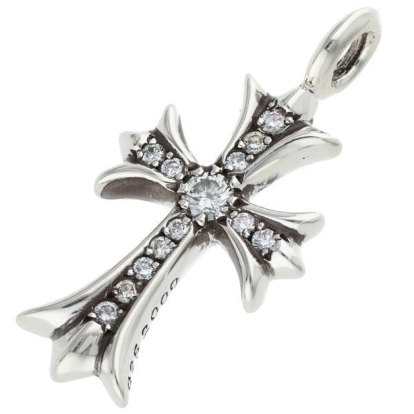 ブランド：クロムハーツ/Chrome Hearts商品名： TNY CRSF P/DMND/タイニーファットクロス PAVEダイヤ/ペンダント/シルバーネックレストップサイズ：表記なし状態ランク：Bカラー：シルバー×クリア