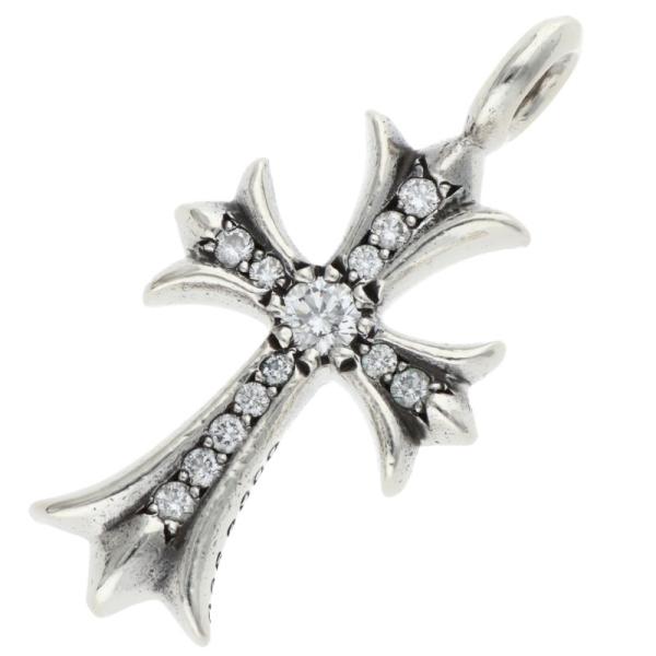 ブランド：クロムハーツ/Chrome Hearts商品名： TNY CRSF P/DMND/タイニーファットクロス PAVEダイヤ/ペンダント/シルバーネックレストップサイズ：表記なし状態ランク：Bカラー：シルバー×クリア