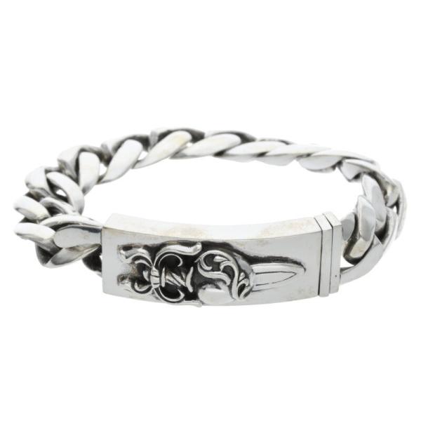 ブランド：クロムハーツ/Chrome Hearts商品名： ID DGGR HEART/ダガーハートIDクラシックリンク オールドシルバーブレスレットサイズ：13LINK状態ランク：Bカラー：シルバー