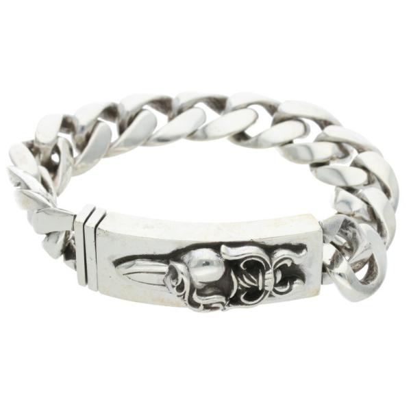 ブランド：クロムハーツ/Chrome Hearts商品名： ID DGGR HEART/ダガーハートIDクラシックリンク シルバーブレスレットサイズ：13LINK状態ランク：Bカラー：シルバー