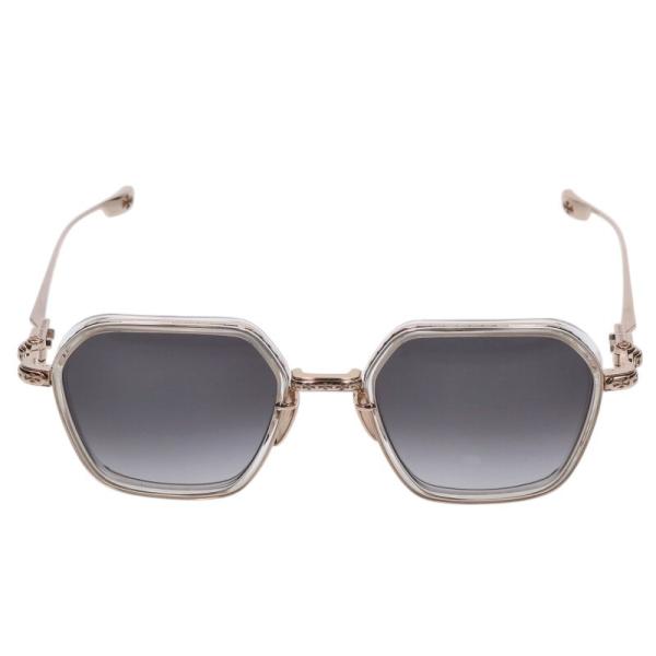 ブランド：クロムハーツ/Chrome Hearts商品名： DANGER ZONE スクエアクリアフレームサングラスサイズ：53□21 141状態ランク：Aカラー：(フレーム)クリア×ゴールド