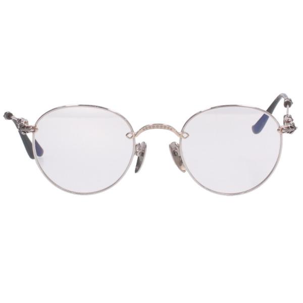 ブランド：クロムハーツ/Chrome Hearts商品名： BUBBA-A クロステンプルメタルフレームラウンド眼鏡サイズ：49□22-145状態ランク：Bカラー：(フレーム)ブラック×シルバー×ゴールド