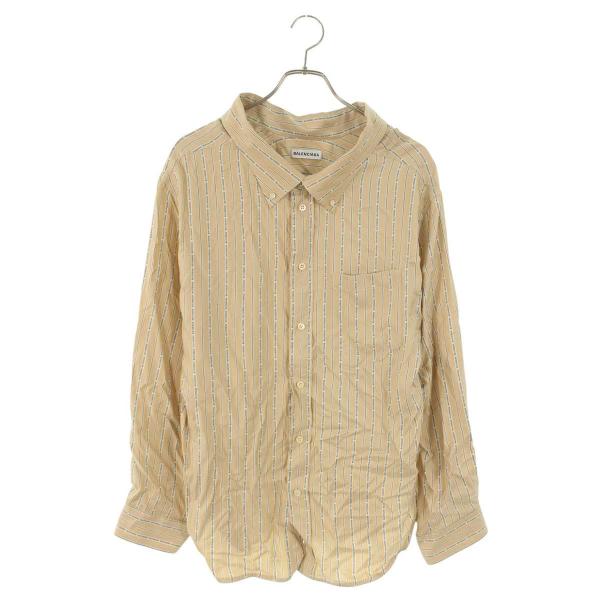 ブランド：バレンシアガ/BALENCIAGA商品名： 527817 TDN02 ロゴシルク長袖シャツサイズ：32状態ランク：Bカラー：ベージュ
