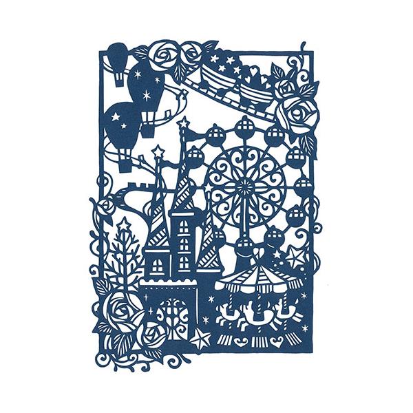 BA4-H02 光が当たるとキラキラ煌めく青い紙の切り絵! 有名切り絵作家の作品をあなたも作れます! ※詳細は商品説明をご確認下さい。商品ページは縦長です。