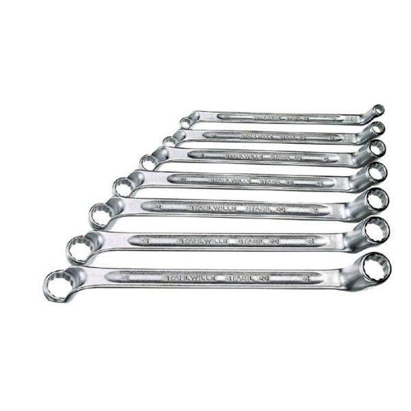 狭いエンジンルームや平面状での作業に威力を発揮するオフセットが75°のメガネレンチセット。軽量で高剛性なI型断面ボディーを採用。・6x7、8x9、10x11、12x13、14x15、16x17、18x19mm の７本セットとなります。※パッ...