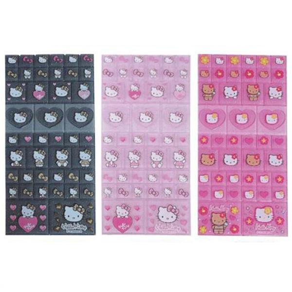 ハローキティの柄が入った90sタイルシールキラキララメ入りでかわいい！1つずつ切ったり、まとめて切ってつかってもOK★■種類・ヒョウ：ヒョウ柄のキティちゃんにブラックの背景が映える！キラキララメ感がギャルかわいい☆・ヒョウピンク：ピンクを基...