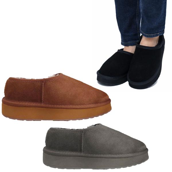 wintersale25屋内でも屋外でもあたたかく足元を包んでくれるスリッポンタイプの厚底ムートンシューズです。軽量なプラットフォームソールは、スタイルアップだけでなく、足裏の快適さも向上させます。アッパーには上質な牛革スエードを採用。メリ...