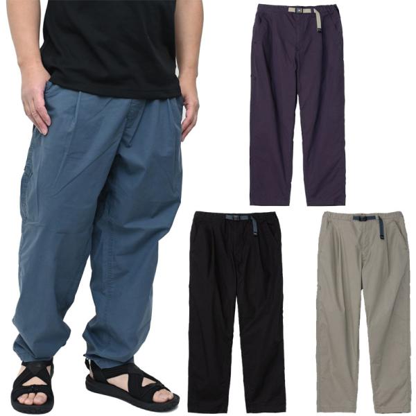 ゆったりしたシルエットで動きやすい、使い込むほどに味の出るナチュラルな風合いの軽量クライミングパンツ・製品洗い加工でナチュラルな風合いを表現した、ストレッチ性のある生地・動きやすさを重視したタック入りのテーパードシルエット・右大腿部にブラシ...