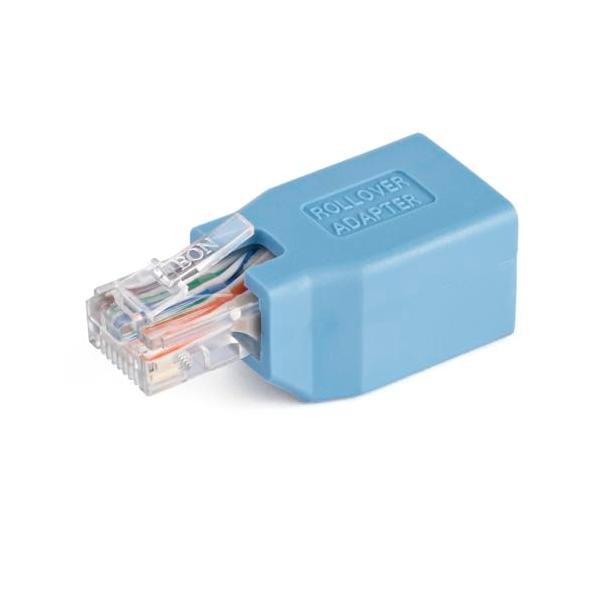 アダプタ青い/-/ROLLOVER・Style:アダプタ・パッケージ個数:1・RJ45 イーサネットケーブルをロールオーバーケーブルに変換・ロールオーバーケーブルを別途持ち運ぶ必要なし