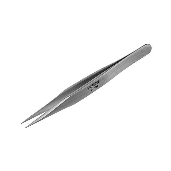 先端幅:0.25mm・Silver  P-894・・Style:先端幅:0.25mm・強くつかんでもしなりがなく、つかんだ感触がしっかりと手に伝わる強力型ピンセット。板厚2.3mmのスタンダードシリーズ。・熱処理を施した強靭な素材で、強くつ...