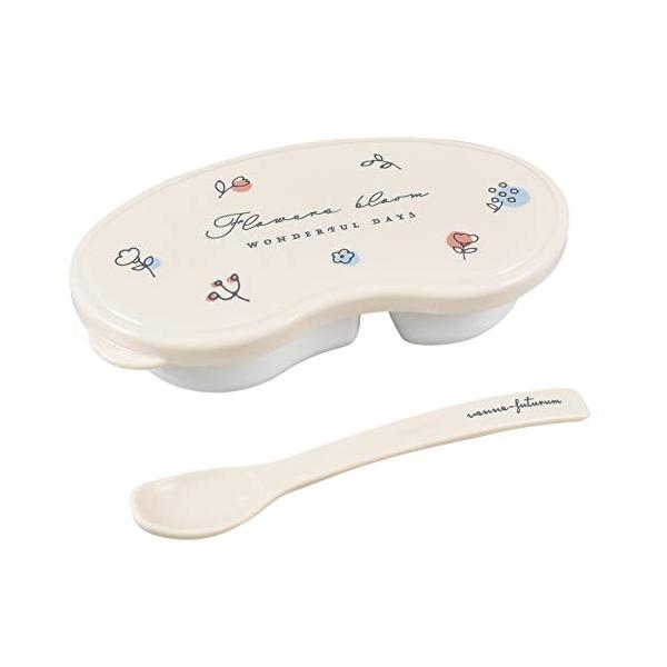 Flower IVORY/145×77×H37mm/YUE-651・Color:Flower IVORYPatternName:離乳食容器・パッケージ個数:1・サイズ:14.5×7.7×H3.7cm・材質:フタ/PE 本体・スプーン/PP・...