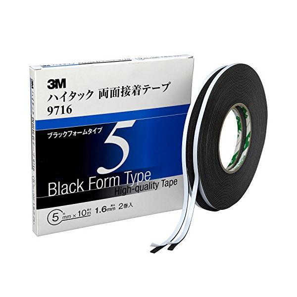 透明/5mm幅/9716 5 AAD・Size:5mm幅・パッケージ個数:1・基材:アクリルフォーム 粘着剤:アクリル系・テープの色:黒色・テープの厚さ1.6mm