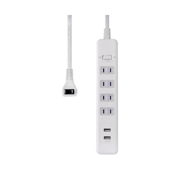 棒型白いグレー/棒型/WLS-402USB(W)・パッケージ個数:1・●スマートフォンやタブレットを2台同時充電可能 ●雷から接続機器を守る耐雷サージ機能付 ●ブレーカー内蔵集中スイッチ ●過電流を防止するブレーカー内蔵 ●ホコリ防止の扉付...