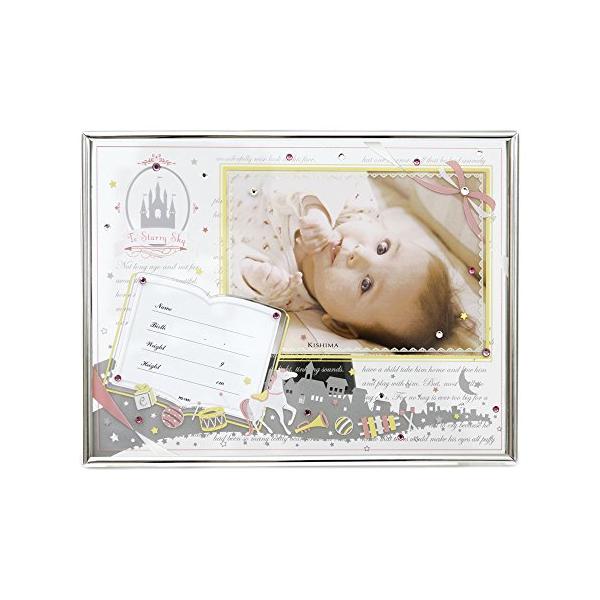 ピンク/-/KP-31090・Color:ピンク・パッケージ個数:1・名前・誕生日・体重・身長が書き込める名入れシート付き・本体サイズ 21×16×1cm・製造国 中華人民共和国・素材 スチール、クリスタルラインストーン、ガラス・方法:卓上用