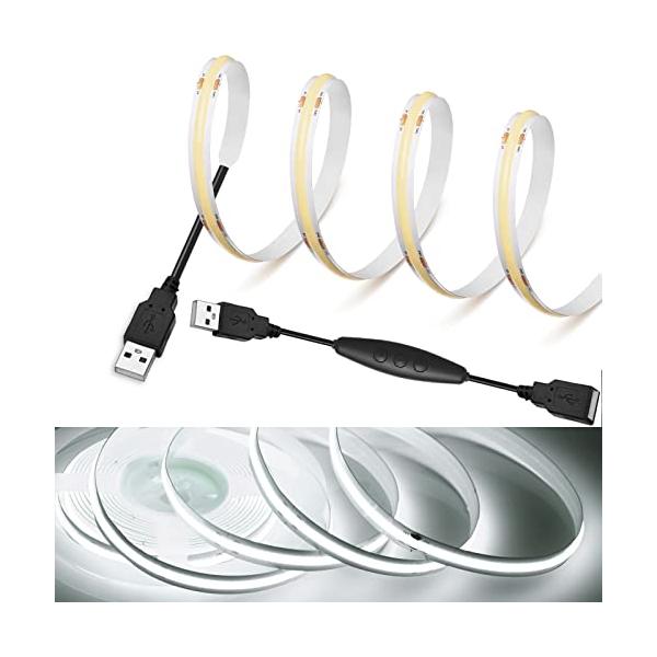 寝室 キッチンホーム オフィス屋内装飾6000K白光色/DC5V-0.5m+USBスイッチ/-・Color:6000K白光色Size:DC5V-0.5m+USBスイッチ・使いやすいLEDライトストリップのUSBヘッドをスイッチの一方の端に挿...