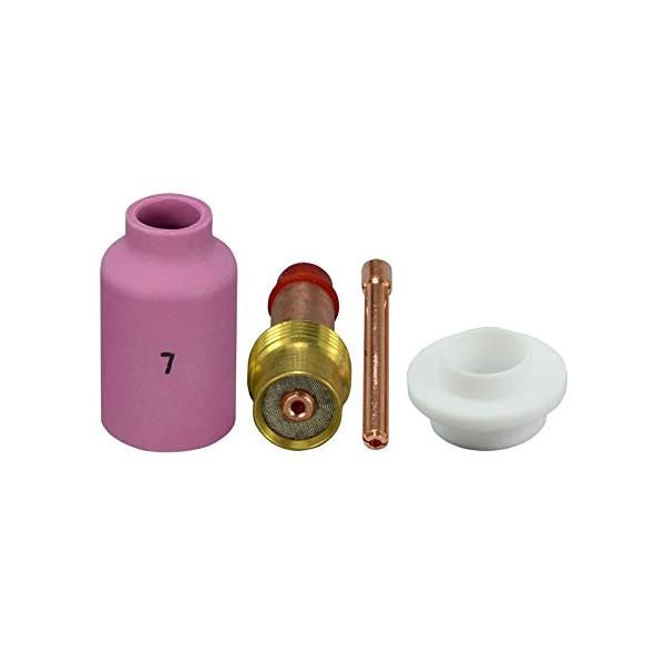 ゴールド/2.4mm/45V26 10N24 54N15 54N01・パッケージ個数:4・QQ300 DB PTA SR WP CK 17 18 26 に適合TIG溶接トーチ・1個 アルミナノズル: #7 参照番号: 54N15・1個 ガス...